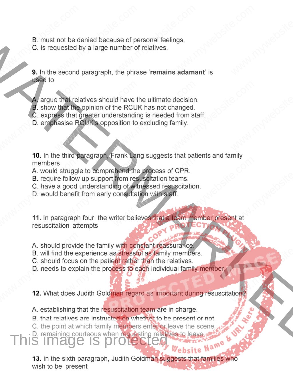 OET READING PRACTICE TEST - Nurse Info