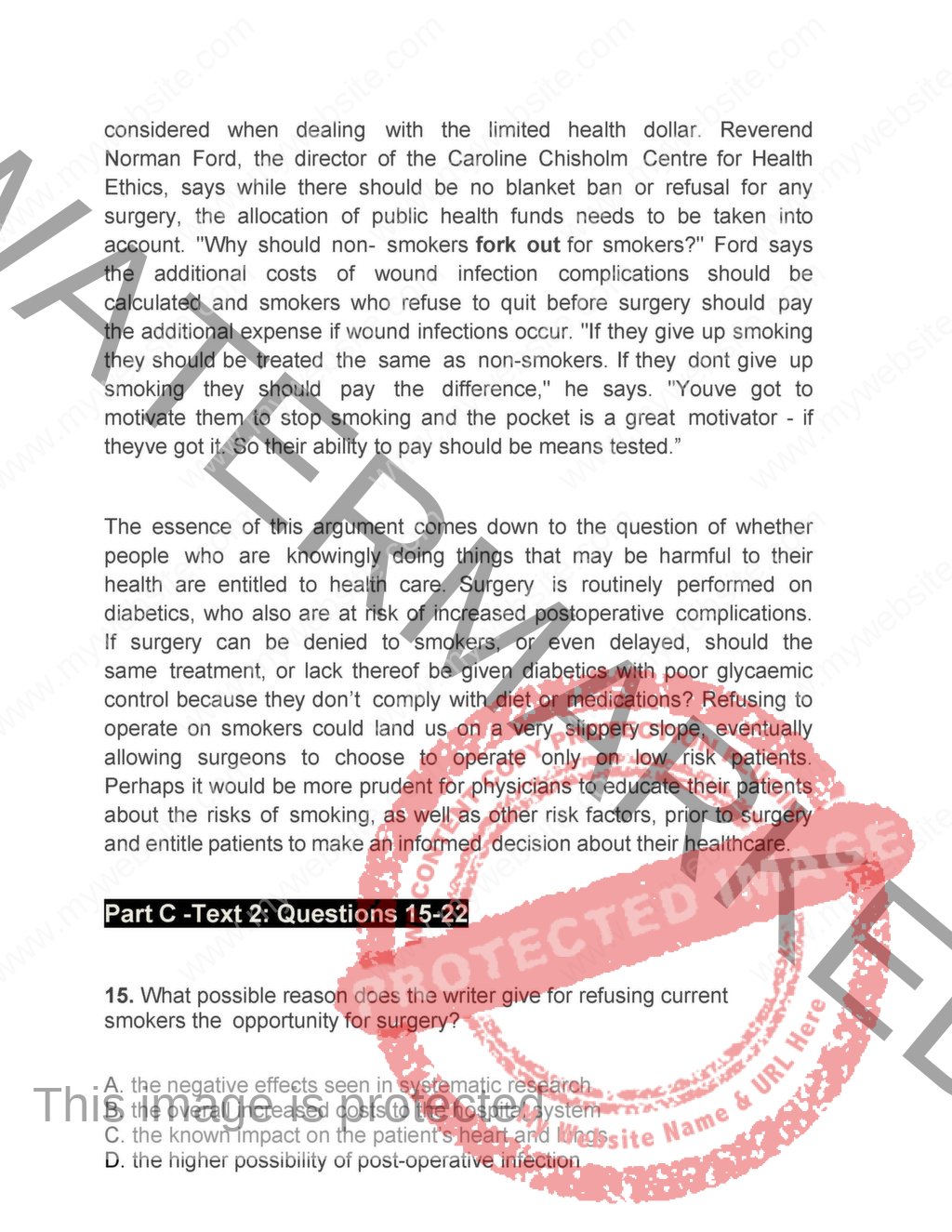 OET READING PRACTICE TEST - Nurse Info