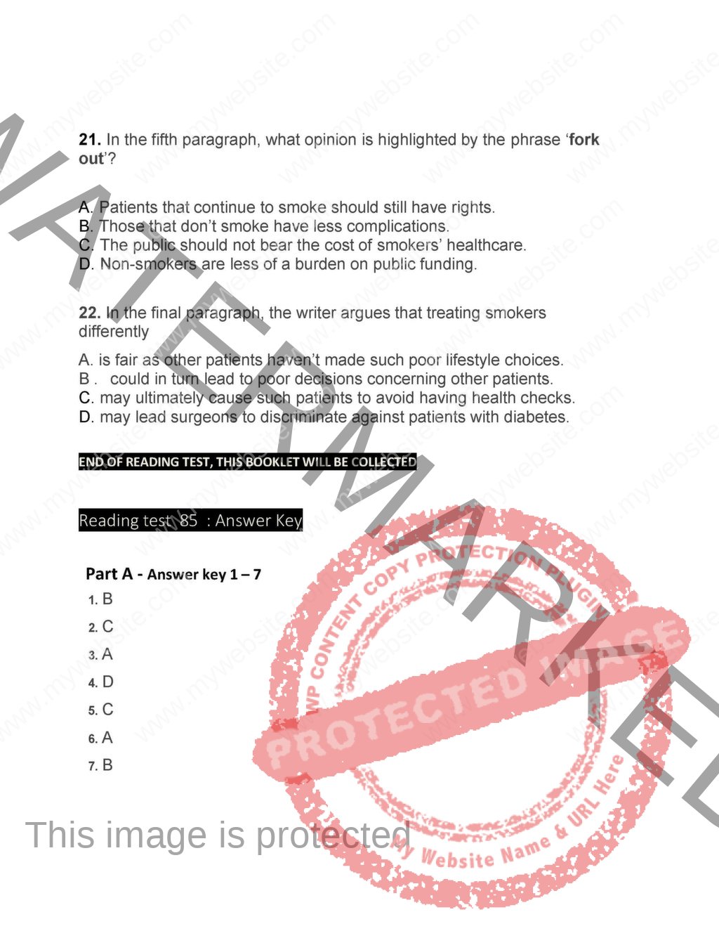 OET READING PRACTICE TEST - Nurse Info