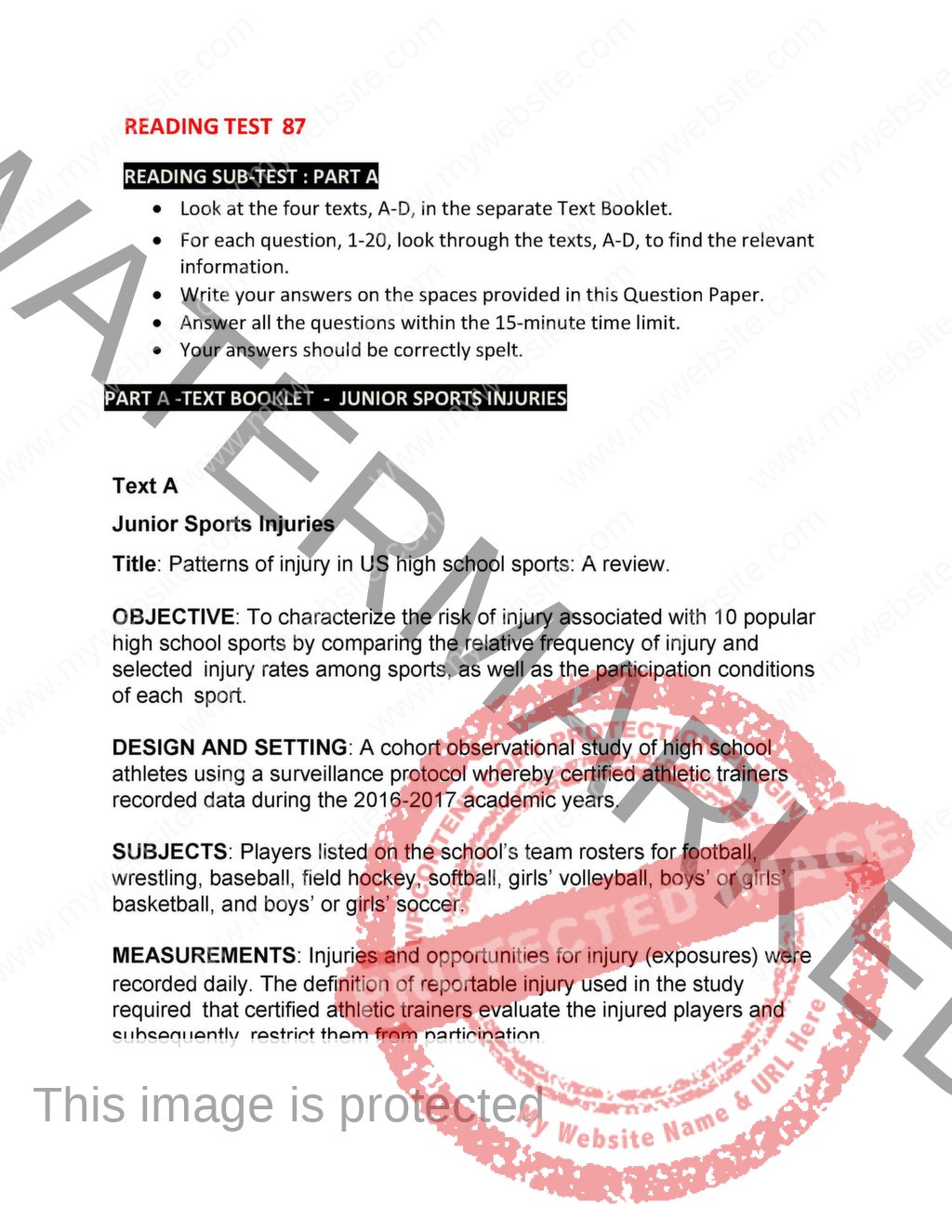 OET READING PRACTICE TEST - Nurse Info