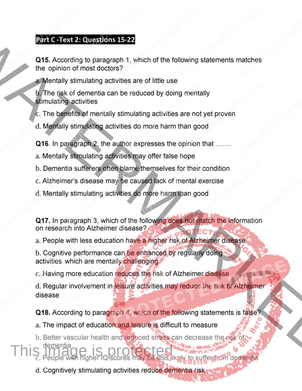 OET READING PRACTICE TEST - Nurse Info