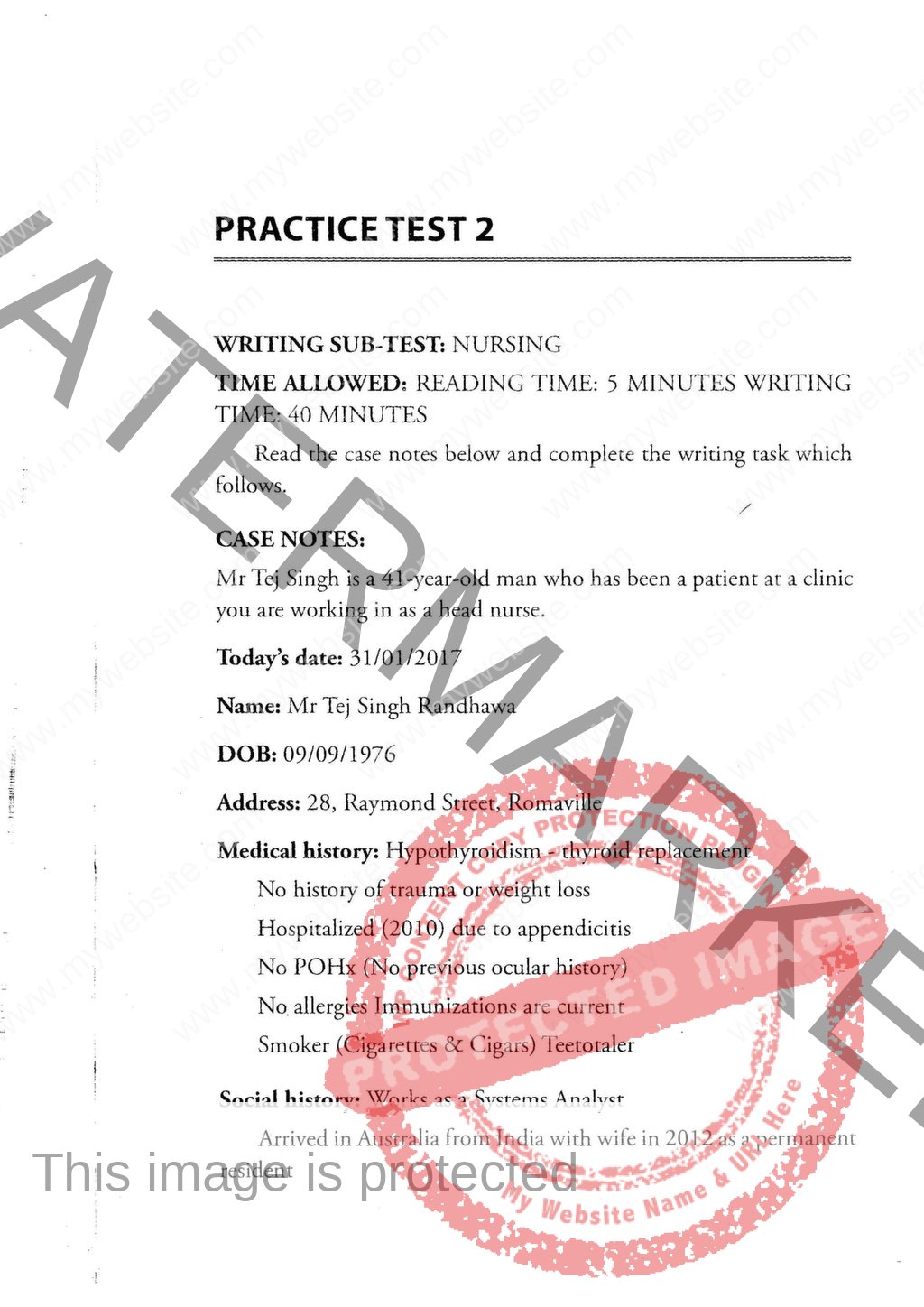 OET Writing Practice Test | nurseinfo