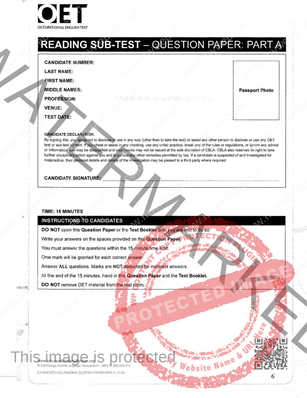 Z-SERIES, OET READING, PART – 3 - Nurse Info