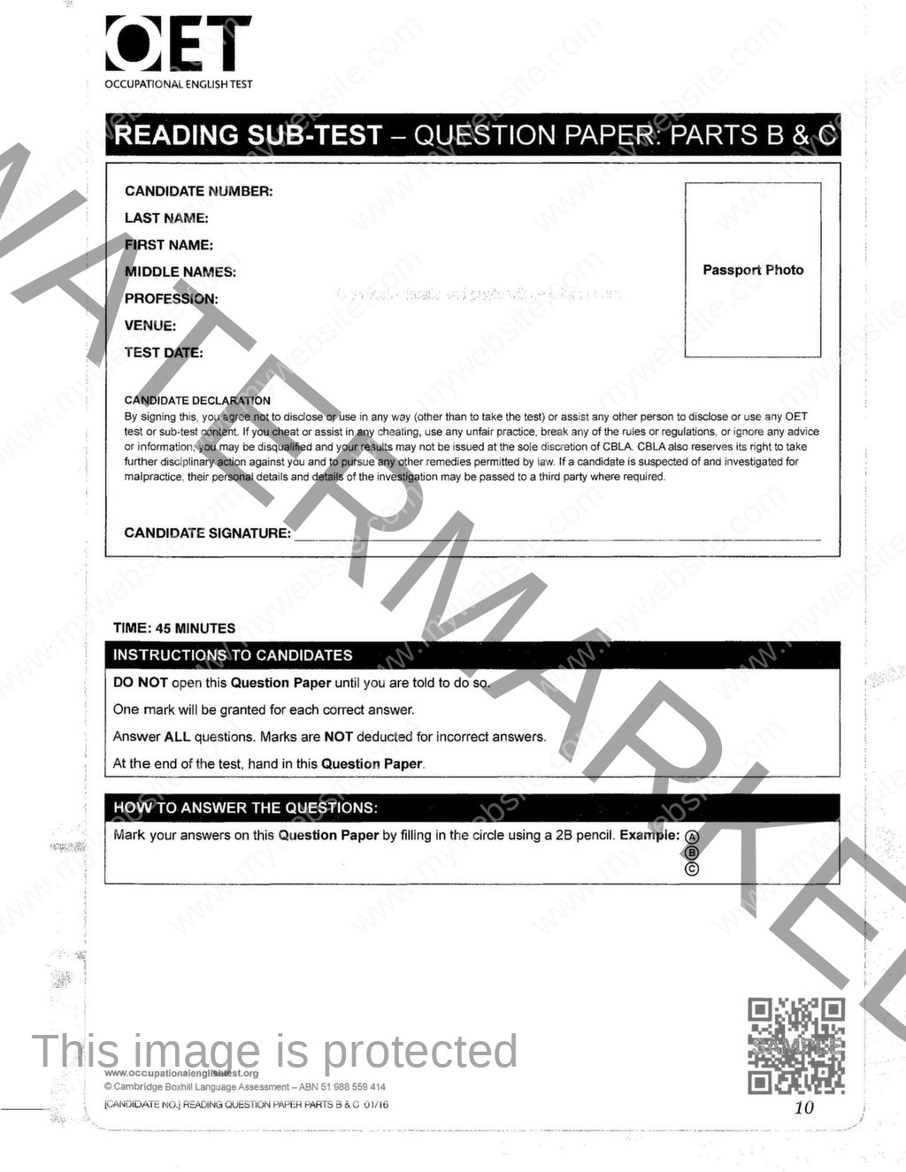 Z-SERIES, OET READING, PART – 3 - Nurse Info