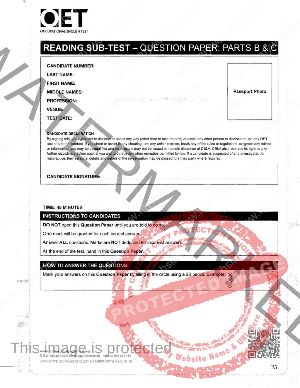 Z-SERIES, OET READING, PART – 3 - Nurse Info