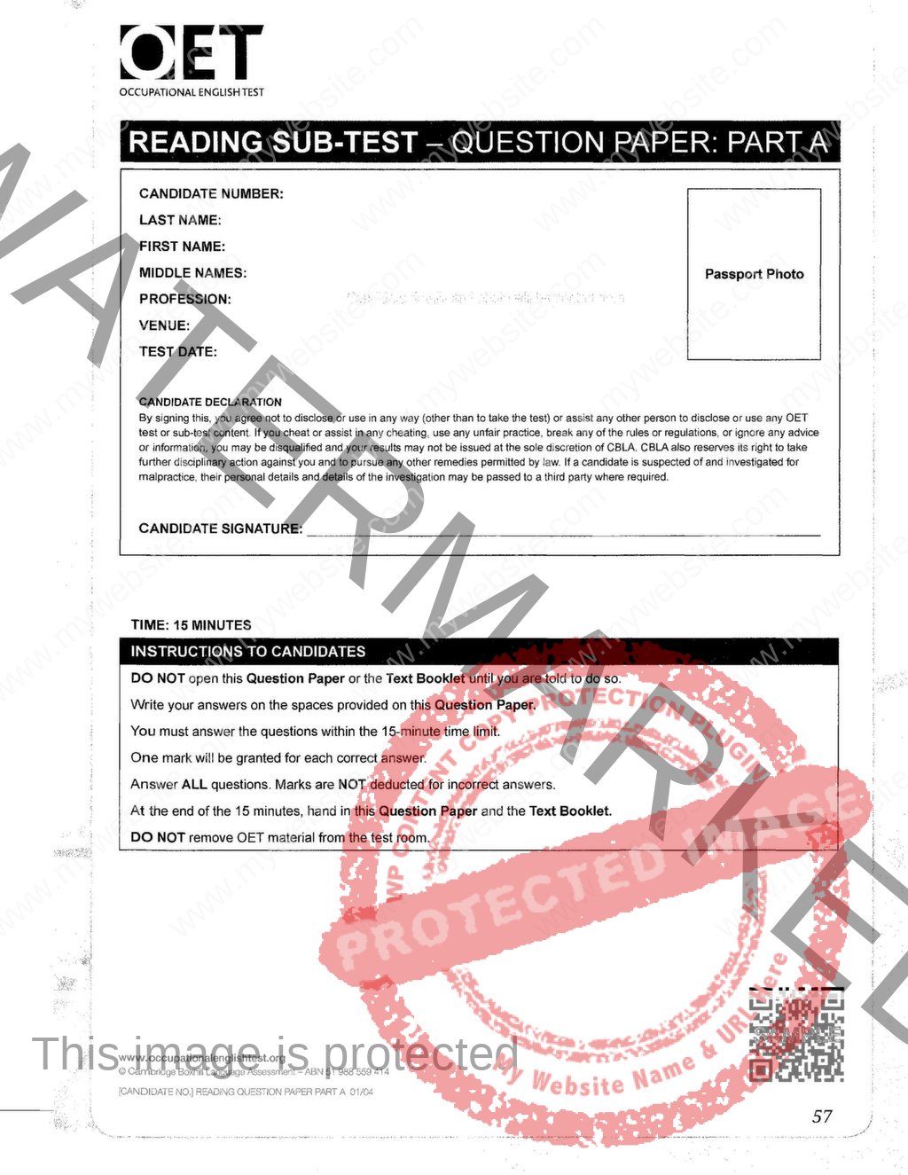Z-SERIES, OET READING, PART – 3 - nurseinfo