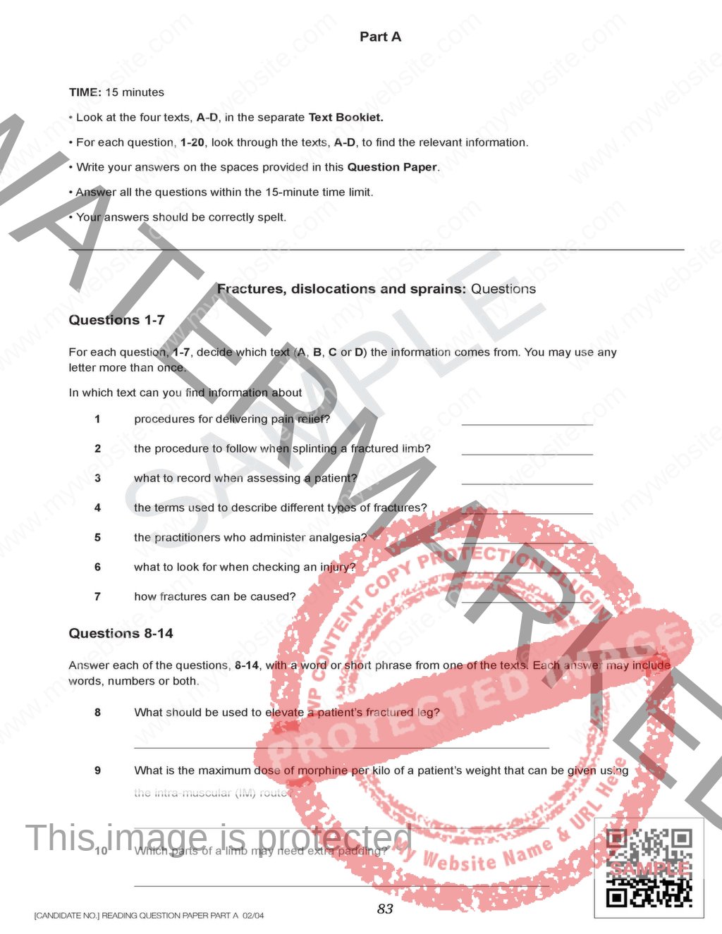 Z-SERIES, OET READING, PART – 3 - nurseinfo