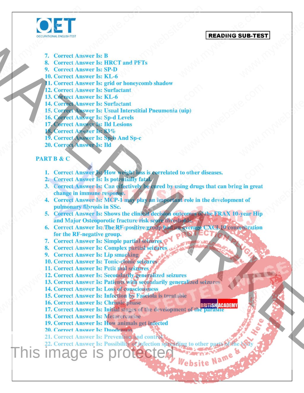 Z – SERIES, OET READING TEST, PART – 11 | nurseinfo