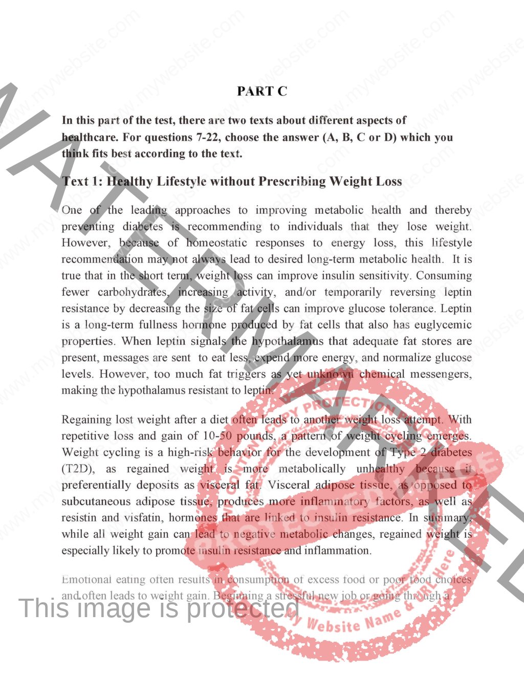 Z – SERIES, MEDCITY READING TEST, PART – 15 | nurseinfo