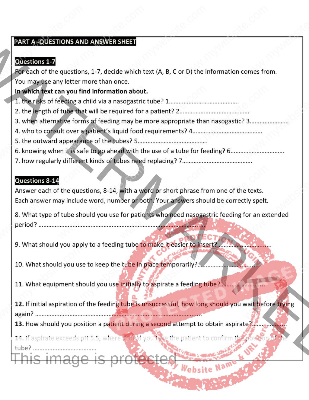 Z – SERIES, OET READING TEST, PART – 17 - Nurse Info