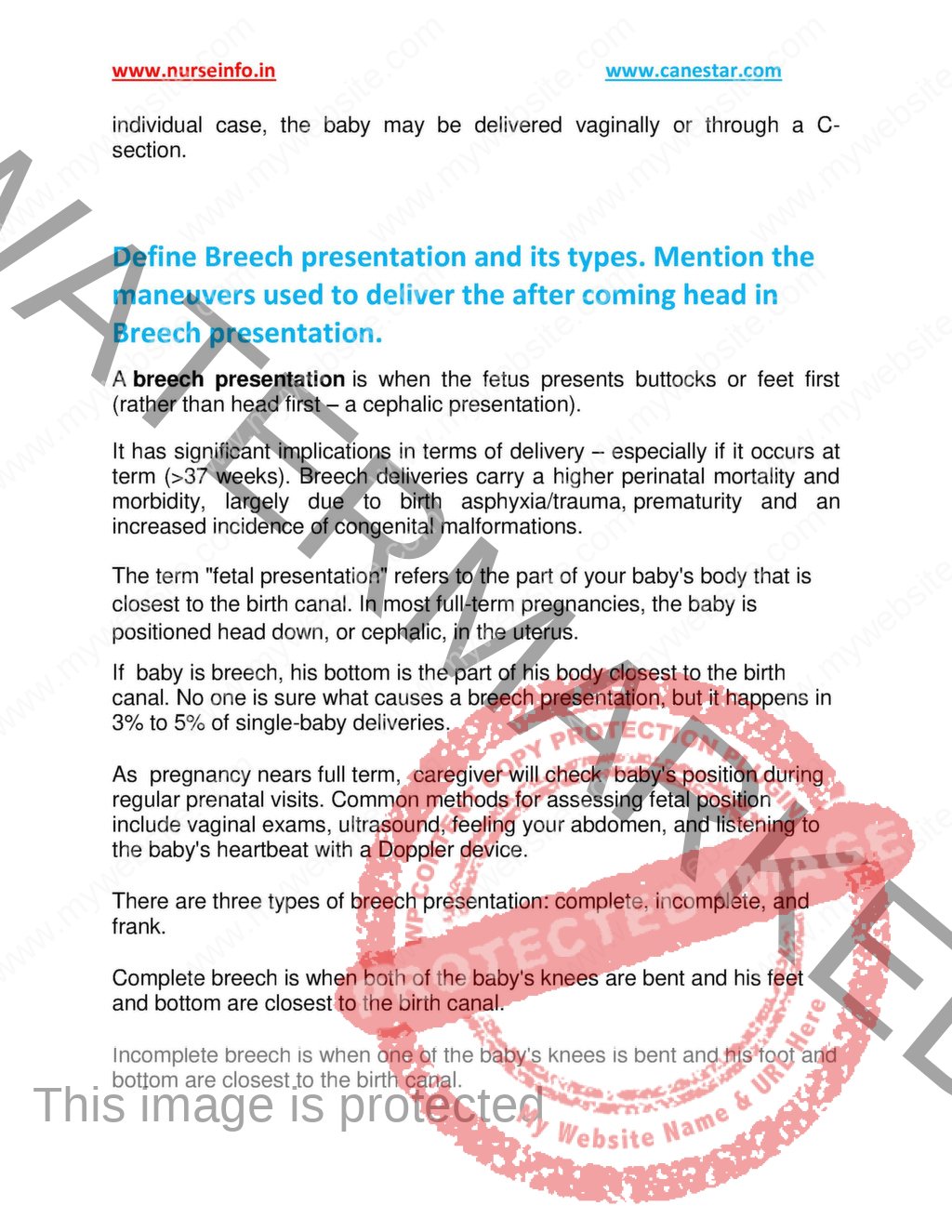 OBG Notes/Book – Midwifery Including Maternity & Gynaecological ...