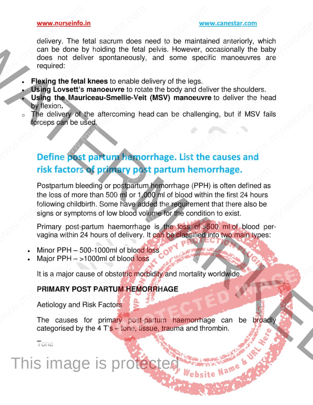 OBG Notes/Book – Midwifery Including Maternity & Gynaecological ...