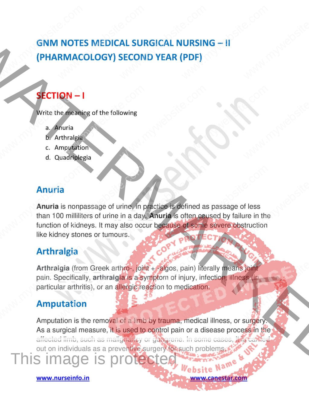 GNM MEDICAL SURGICAL NURSING – II (PDF) PHARMACOLOGY) SECOND YEAR ...