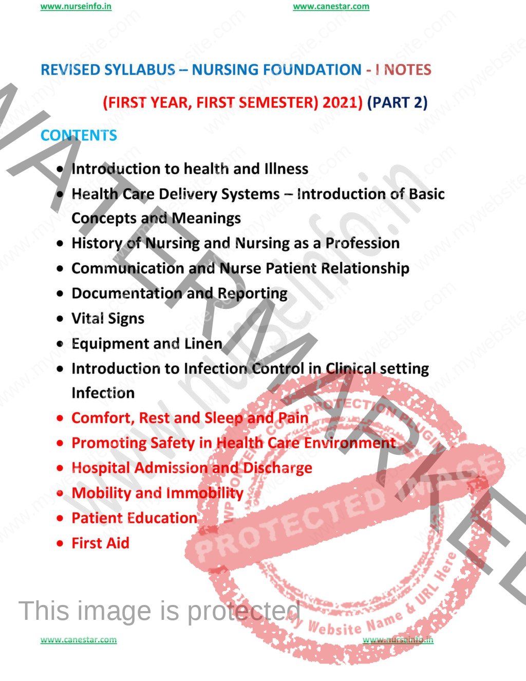Revised Nursing Foundation – I (Part – 2) Notes/Book (PDF) FOR BSC ...